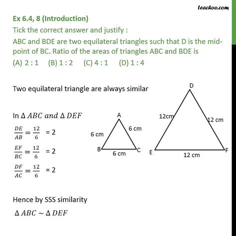 question 8 mcq abc and bde are two equilateral triangles