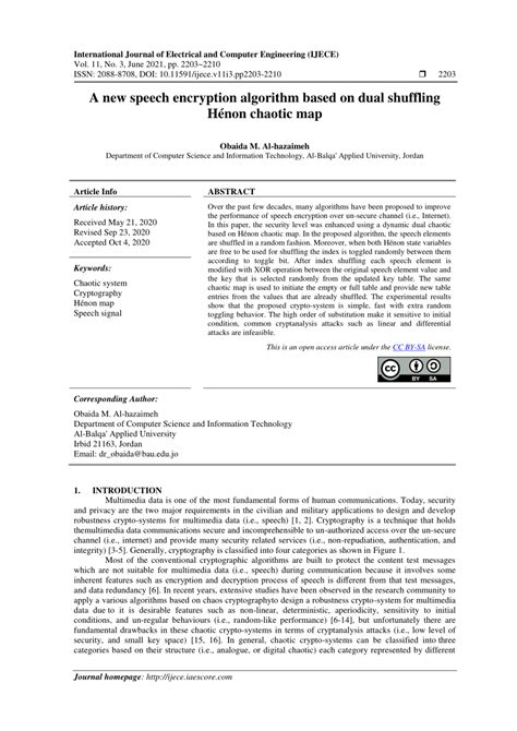 pdf a new speech encryption algorithm based on dual shuffling hénon chaotic map