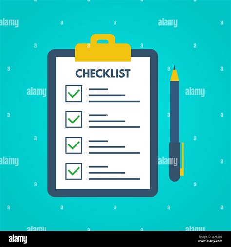 Checklist With Tick Marks In A Flat Style Questionnaire On A Clipboard