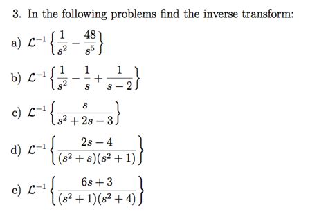 solved in the following problems find the inverse transform