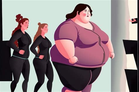 Premium Photo A Fat Girl Looks Sadly At The Fitness Beauties Passing