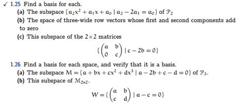 solved 1 25 find a basis for each a the subspace a2x2
