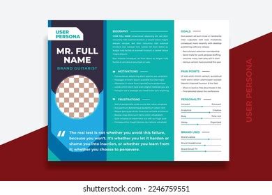 User Persona Document Template Vector Illustration Stock Vector