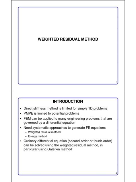 an introduction to the weighted residual method for solving ordinary differential equations