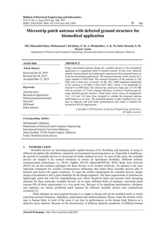 Microstrip Patch Antenna With Defected Ground Structure For Biomedical