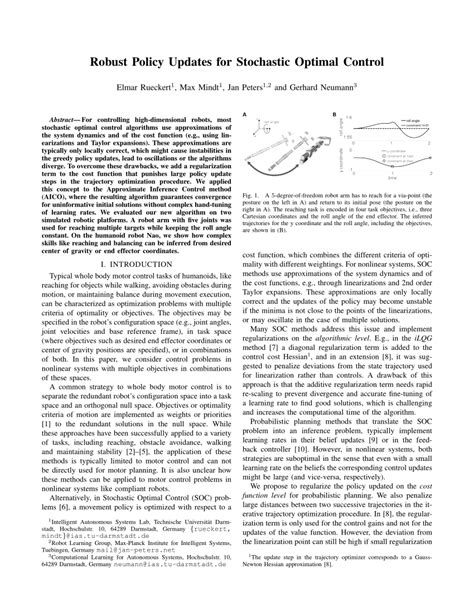 pdf robust policy updates for stochastic optimal control