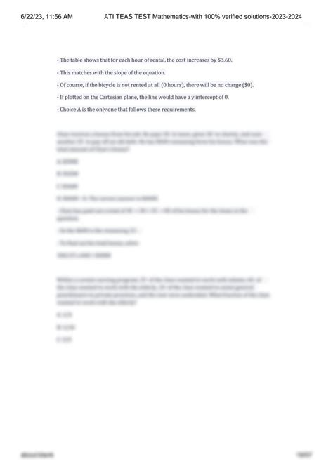 SOLUTION Ati Teas 7 Mathematics Questions And Solutions 20 Studypool