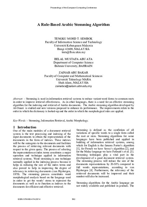 pdf a rule based arabic stemming algorithm belal abu ata
