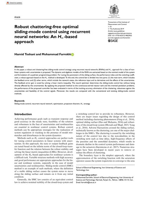 pdf robust chattering free optimal sliding mode control using recurrent neural networks an h