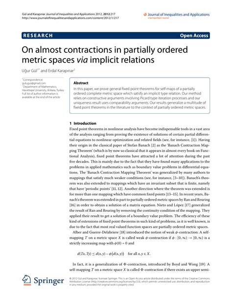 pdf on almost contraction in partially ordered metric spaces viz implicit relation