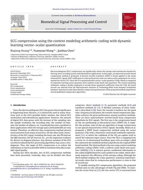 pdf ecg compression using the context modeling arithmetic coding with dynamic learning vector