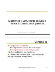 Algoritmos y Estructuras de Datos Tema 2 Diseño de Algoritmos pdf