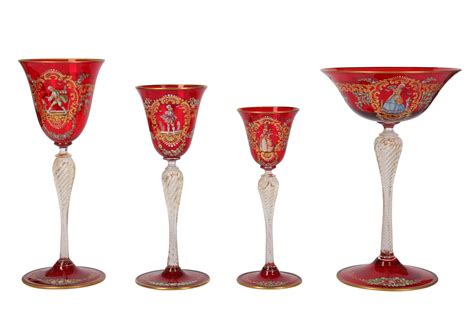 Lot 131 A Set Of Four Venetian Ruby Glass Drinking