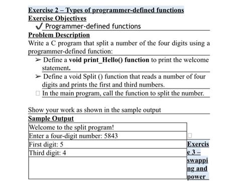 Solved Exercise 2 Types Of Programmer Defined Functions Chegg
