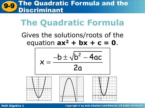 ppt the quadratic formula gives the solutions roots of the equation ax 2 bx c 0