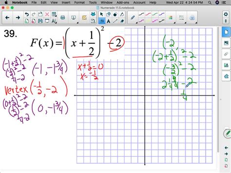 solved graph each quadratic function label the vertex and sketch and label the axis of symmetry