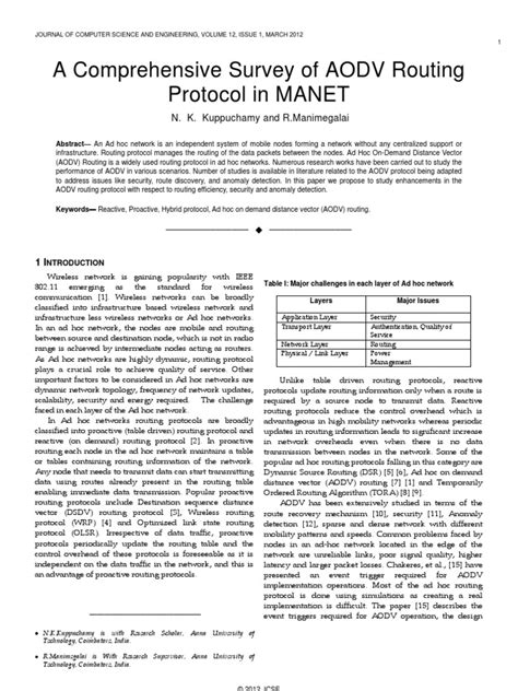 a comprehensive survey of aodv routing protocol in manet pdf routing wireless ad hoc network