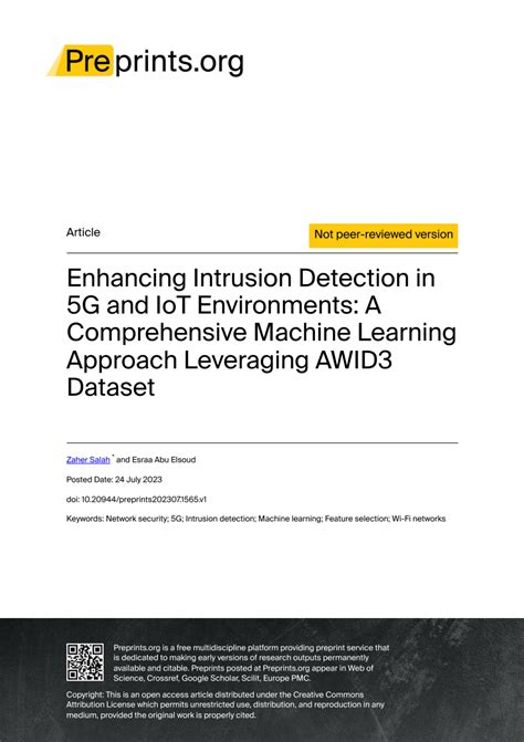pdf enhancing intrusion detection in 5g and iot environments a comprehensive machine learning