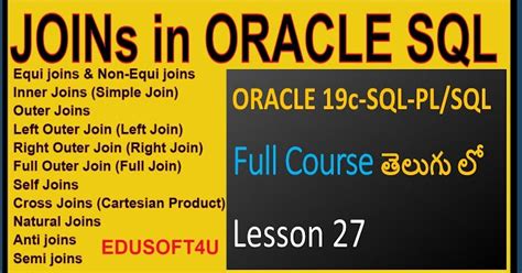 Joins In Oracle Oracle 19c Sql And Plsql Full Course In Telugu Lesson 25
