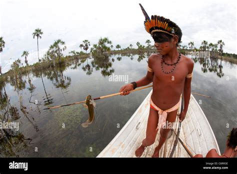 Xingu Indians In The Amazone Brazil Stock Photo Alamy