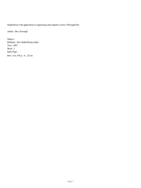 graph theory with applications to engineering and computer science narsingh deo pdf