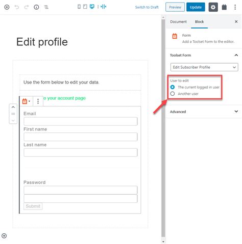 Using Editing Forms To Edit Your Profile Toolset