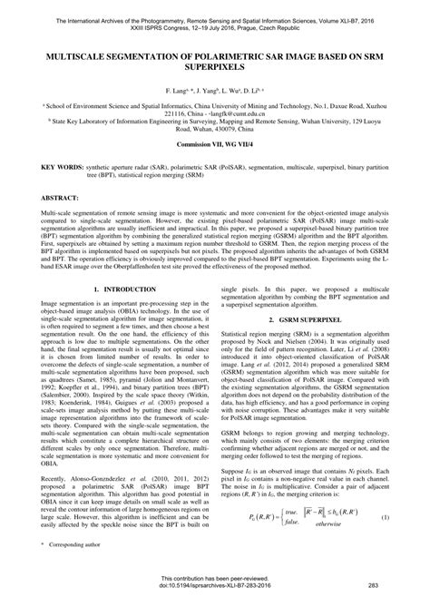 pdf multiscale segmentation of polarimetric sar image based on srm superpixels