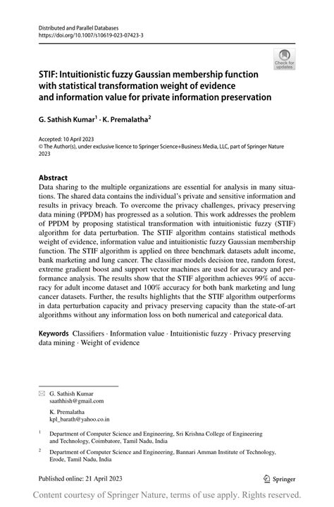 stif intuitionistic fuzzy gaussian membership function with statistical transformation weight