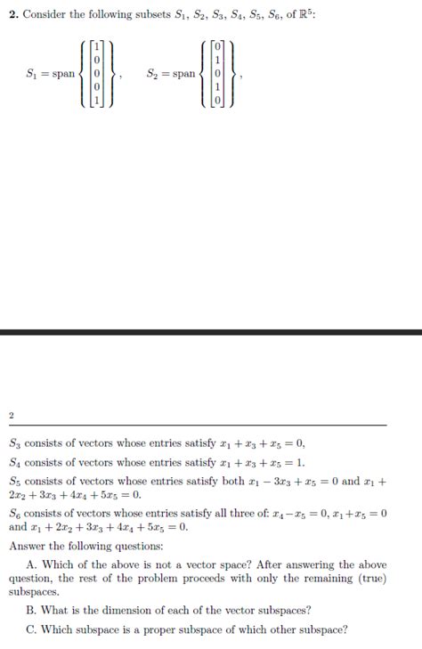 solved 2 consider the following subsets s1 s2 s3 s4 s5 s6