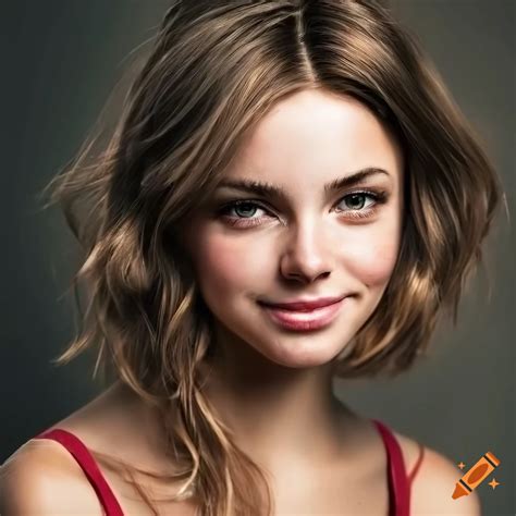 Portrait Of A Beautiful Young Woman With Freckles And Wavy Dark Blonde Hair On Craiyon