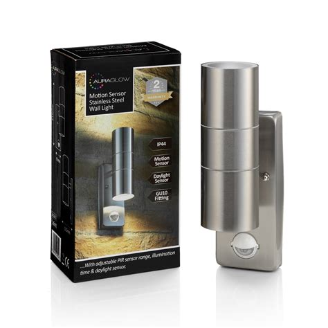 Auraglow PIR Motion Sensor Stainless Steel Up Down Outdoor Wall