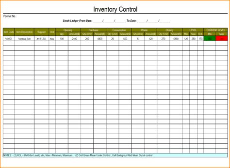 Excel Inventory Template With Formulas 1 Inventory Spreadsheet Template