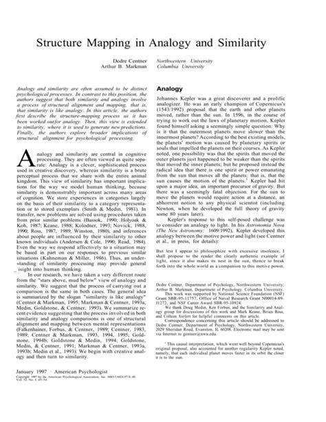 structure mapping in analogy and similarity