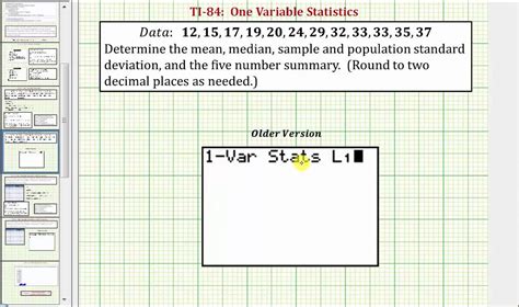 ti84 one variable statistics mean and median youtube