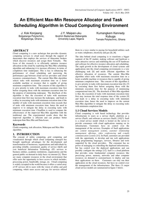 pdf an efficient max min resource allocator and task scheduling
