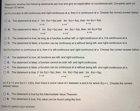 solved determine whether the following statements are true