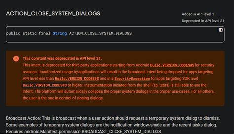 caused by java lang securityexception permission denial tent action close system