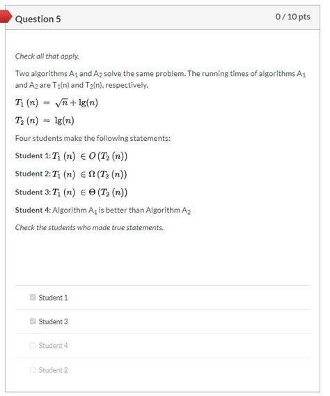 solved question 5 0 10 pts check all that apply two