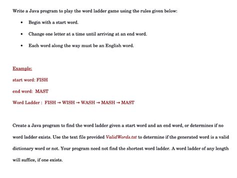 write a java program to play the word ladder game