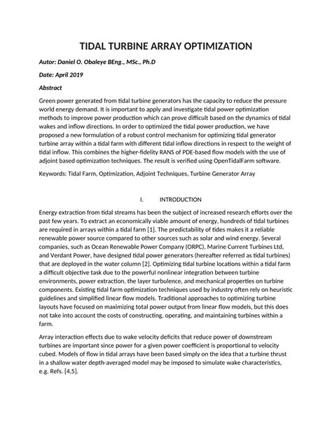 pdf tidal turbine array optimization