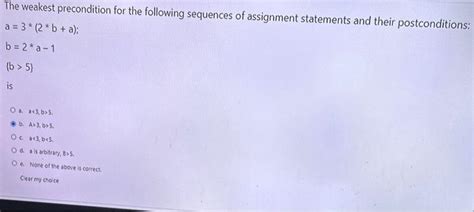solved the weakest precondition for the following sequences