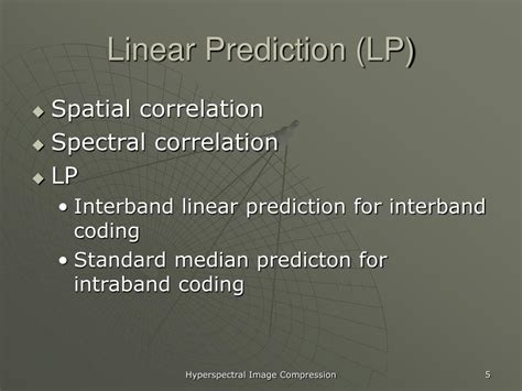 ppt low complexity lossless compression of hyperspectral imagery via linear prediction