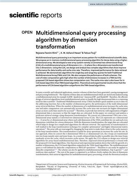 pdf multidimensional query processing algorithm by dimension transformation