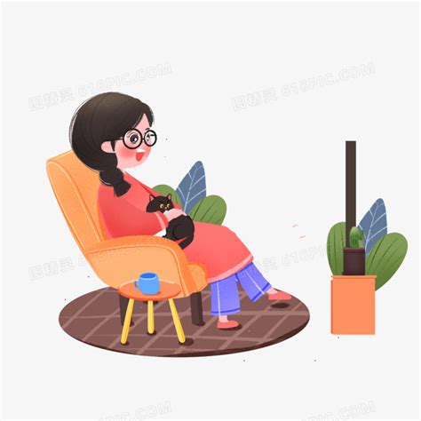 手绘卡通小女孩看电视素材图片免费下载 PNG素材 编号1l0i94w0q 图精灵