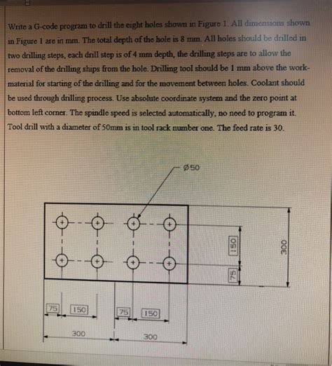 solved write a g code program to drill the eight holes shown