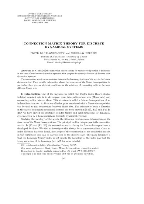 pdf connection matrix theory for discrete dynamical systems
