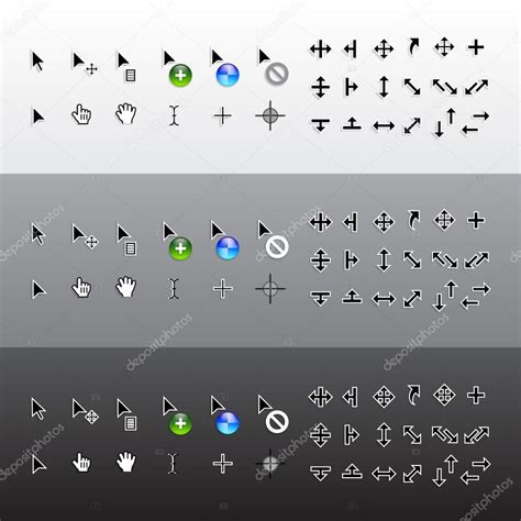 Vector Set Of Isolated Mouse Pointer Cursors Stock Vector Image By
