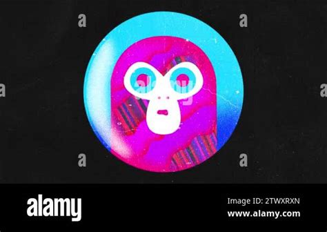 Cartoon Animation Psychedelic Pink Monkey Locked In A Crystal Ball