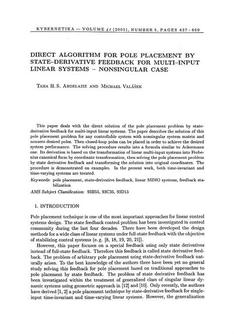 pdf direct algorithm for pole placement by … · the acceleration feedback for controlled