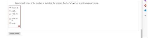 solved determine all values of the constant a such that the